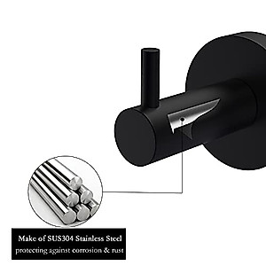 MENGTUTOO Bathroom Towel Hooks Robe Hook Holder Heavy Duty Wall Hooks SUS 304 Stainless Steel Coat Hook for Kitchen, Bathroom, Shower Wall Mounted Hanging Hooks Matt Black