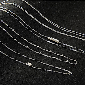 Masedy 12Pcs Sexy Waist Belt Belly Chains for Women Bikini Body Chain Beach Jewelry Set B-Silver tone