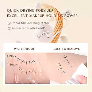 NewBang Double Tip Lower Eyelash Pencil Waterproof Anti-Smudge Dual Pronged Bottom Eyelashes Pen Super Slim Eye Liner Liquid Eyeliner Natural 3D Under Lashes for Eye Makeup (Black+Brown 2Pcs)