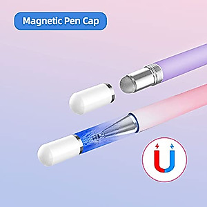 Stylus Pens for Touch Screens, 2 in 1 Stylus Pen for iPad with Precision Disc & Fiber Tip, Capacitive Stylus with Magnetic Cap, Compatible with All Touch Devices (2 Pcs) (Purple/Pink)