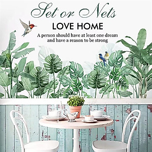 Generic Tropical Leaves Wall Decals Removable Toucan Wall Stickers for Living Room Kids Room Bedroom Playroom TV Wall Decor