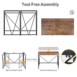 NOBLEWELL 39 inch Grained Brown Folding Computer Desk Table for Home Office
