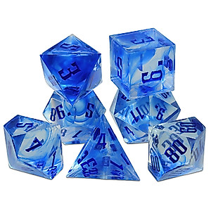 DND Liquid Dice Set Polyhedral Dice for Dungeons & Dragons (D&D) RPG Magic RPG Tabletop Dice Complete D4 D6 D8 D10 D12 D20 (Ice Sword)