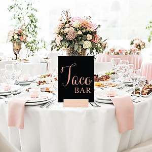 Andaz Press Wedding Party Signs, Faux Rose Gold Glitter on Black, 8.5x11-inch, Taco Bar, 1-Pack, Colored Party Supplies Decorations