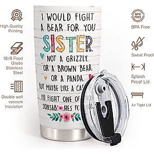 Macorner Sister Gifts From Sister - Stainless Steel Tumbler 20oz Gifts for Women - Unique Gift For Sister Soul Sister From Sister - Gift For Best Friend Women Big Sister Little Sister Birthday Gifts