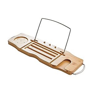 LUKEO Bath Tub Tray Spa Bathtub Book Wine Tablet Holder Reading Rack Bathtub Multi-Function Bathroom Accessories