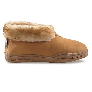 Guide Gear Men’s Bootie Slippers, Suede Soft Cushioned Bedroom House Shoes with Rubber Sole and Wool Blend Lining for Indoor Outdoor Use Chestnut 11D (Medium)