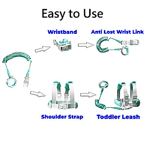 Toddler Leash for Kids - 2 in 1 Anti Lost Wrist Link, 360° Rotation Move More Freely, Toddler Backpack Leash, with Lock Feature, Reflective Kid Leash, Baby Leash, Child Leashes for Toddlers