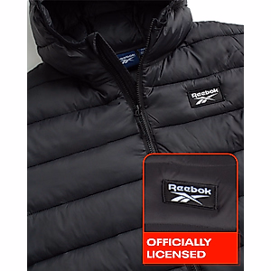Reebok Men's Jacket – Lightweight Hooded Quilted Puffer Coat – Warm Insulated Winter Jacket for Men (S-4X), Size Large, Solid Black