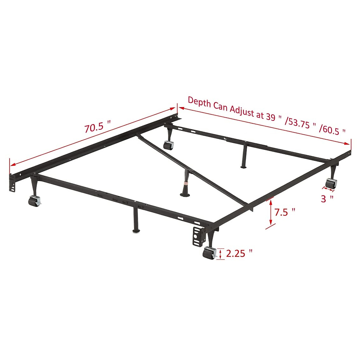 KB Designs - Metal Commercial Grade Adjustable Bed Frame, Twin Twin XL Full Full XL Queen