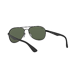 Ray-Ban RB3549 Aviator Sunglasses, Matte Black/Dark Green, 58 mm