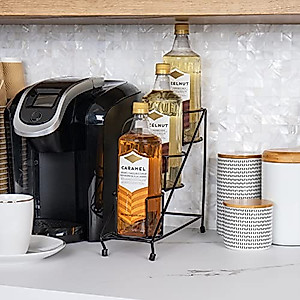 Mind Reader Alloy Collection, 3-Compartment Graduated Bottle Stand, Countertop Organizer, Metal, 4.25" L x 14" W x 10.75" H, Black