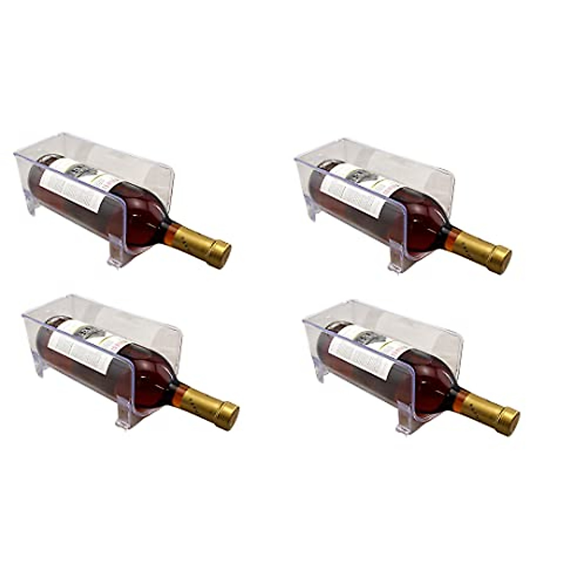 Dependable Industries Set of 4 Stackable Countertop Horizontal Fridge and Freezer Wine Bottle Holder Home Dining Room and Kitchen Storage BPA Free Plastic