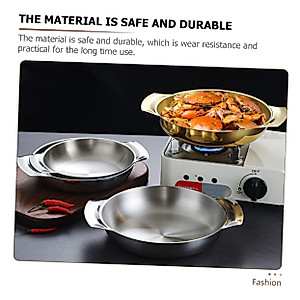 PRETYZOOM Stainless Steel Seafood Pot Double Handle Cooking Pan Cookware Non Stick Pan Casserole Pot Sturdy Cooking Pot Nonstick Frying Pan Camping Stew Pot Metal Grill Pan Griddle