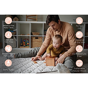 Montessori Coin Box Object Permanence - Wooden Coin Drop Toys for 1 Year Old - Develops Spatial Awareness & Cognitive Skills - Engaging and Educational Activity for Babies and Toddler Coins Toy