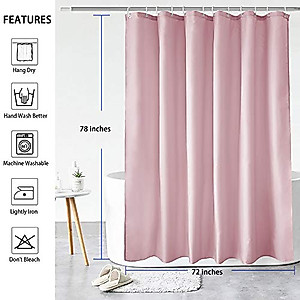 AooHome Extra Long 72x78 inch Shower Liner, Fabric Solid Color Shower Curtain Liner with Hooks, Weighted Hem, Waterproof, Pink