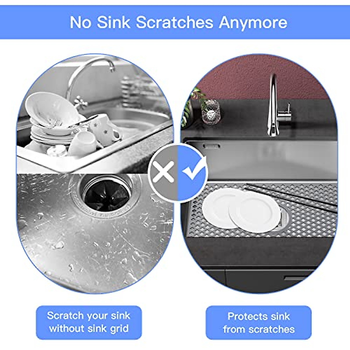 Kitchen Sink Mats, FALALA Sink Protectors for Kitchen Sink, Non-slip Silicone Sink Mats for Bottom of Farmhouse Stainless Steel Porcelain Sink Center Drain (24.8"x 13",Grey)
