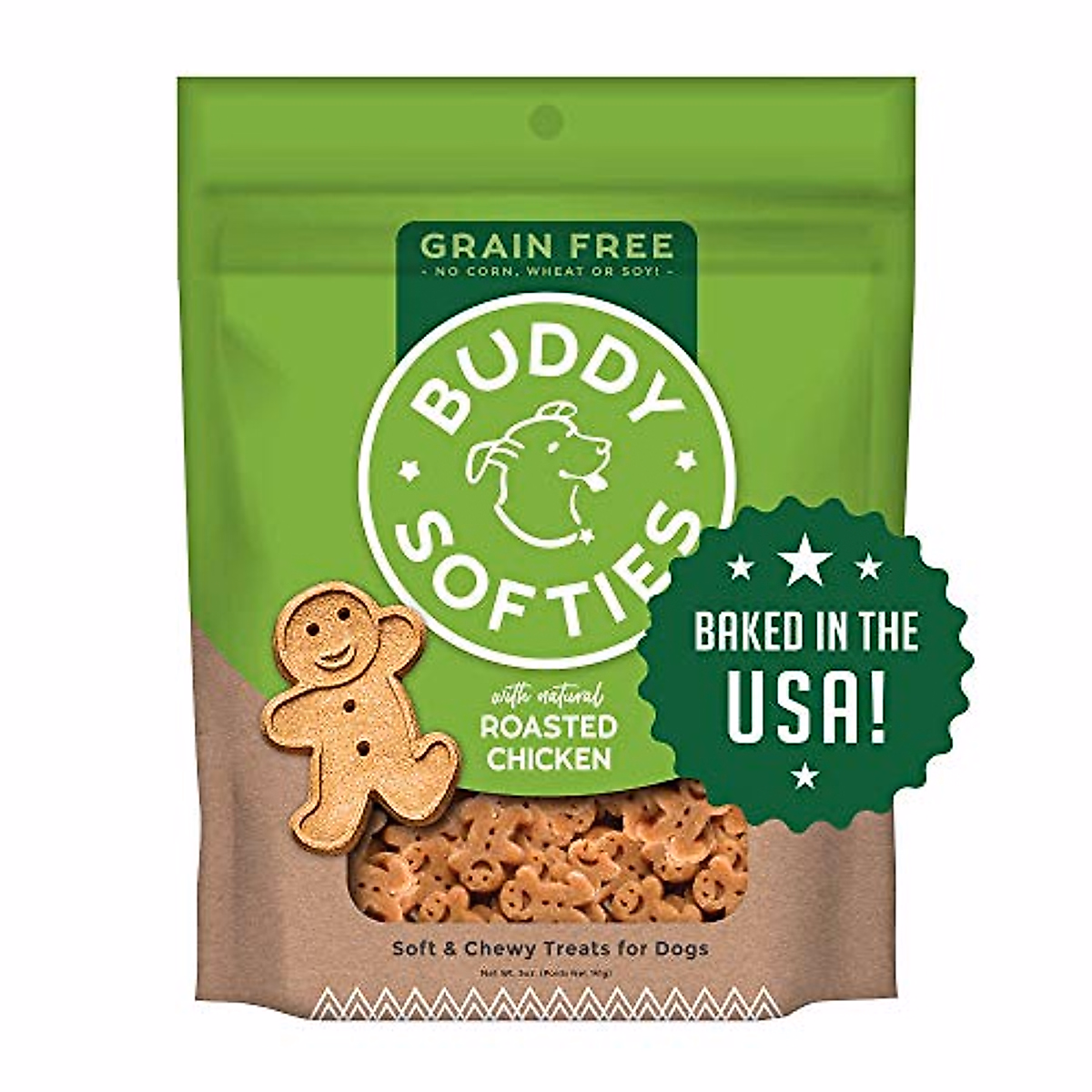 Buddy Biscuits Grain Free Soft & Chewy Dog Treats, Small Dog or Large Dogs Training, Healthy Roasted Chicken 5 oz.