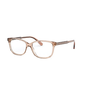 Coach HC6143 Prescription Eyewear Frames, Transparent Peach/Demo Lens, 52 mm