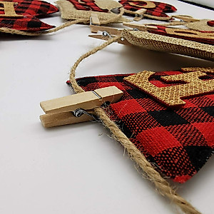 Merry Christmas Banner - Burlap Sock Shaped Christmas Decoration, Unique Hand-Sewn Christmas Decor, Great Firepalce Decoration for Christmas