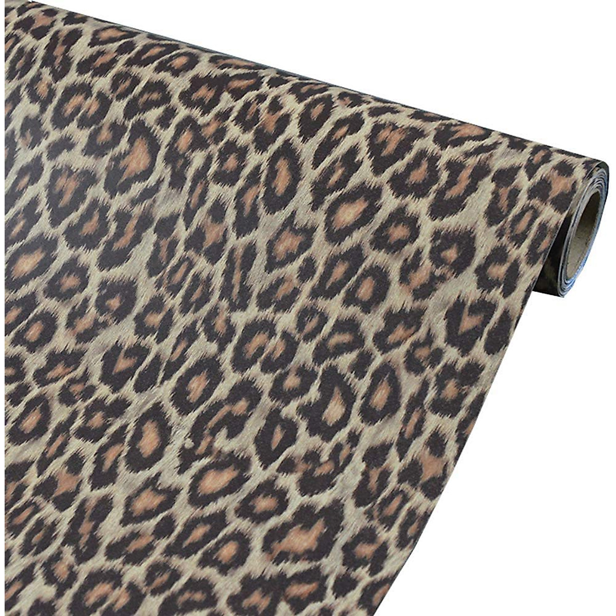 HDsticker Self Adhesive Vinyl Leopard Contact Paper Shelf Liner for Cabinets Shelves Dresser Drawer Funiture Table Crafts Waterproof Removable Peel and Stick Leopard Wallpaper 15.7x117 Inches
