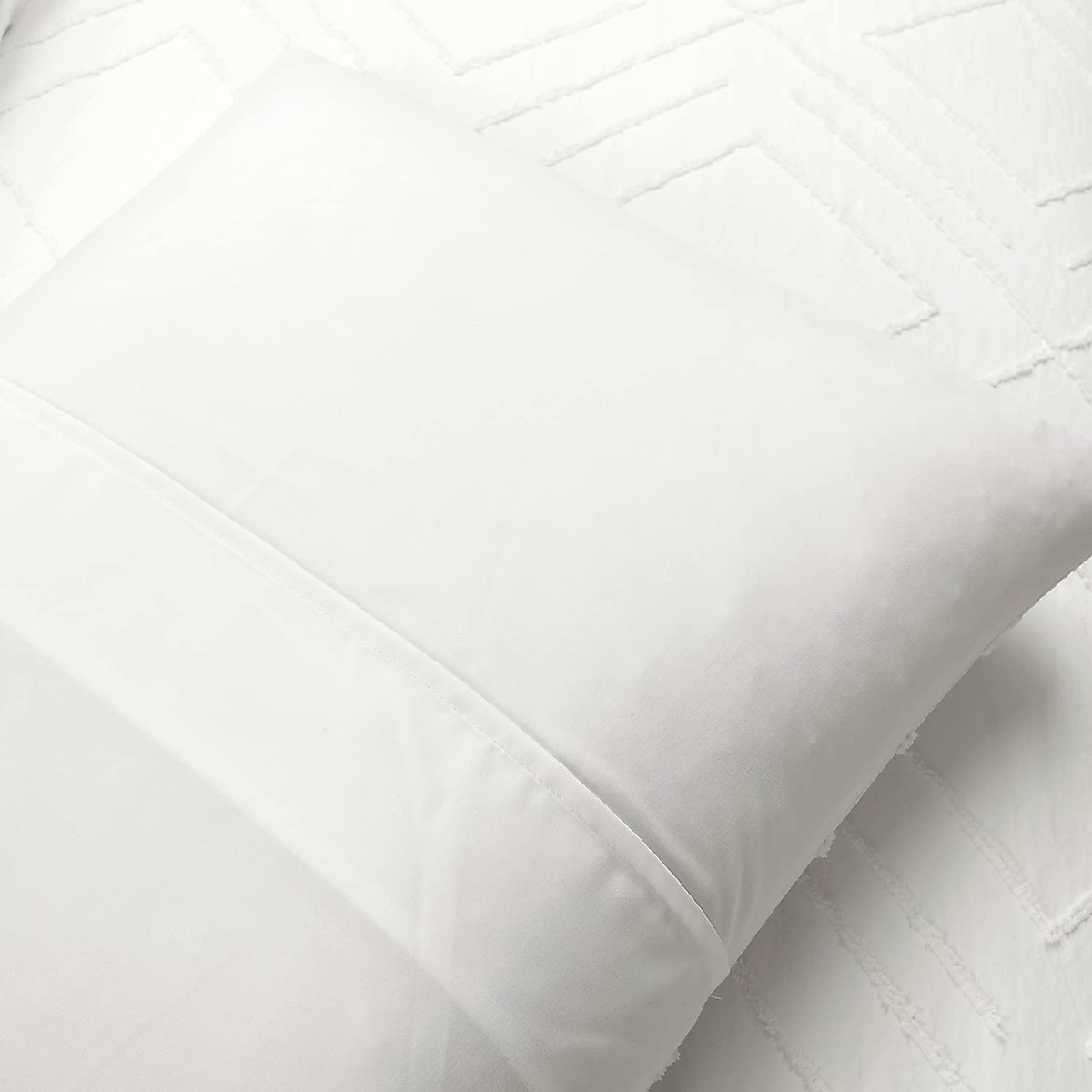 Lush Decor Diamond Clip Jacquard Duvet Cover 3 Piece Set, King, White