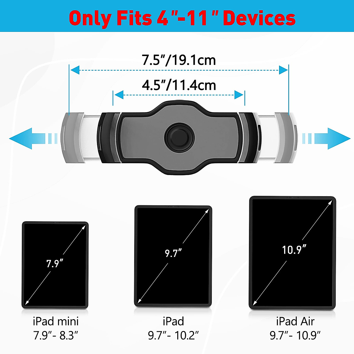 AboveTEK Tablet Stand, Multi-Angle Adjustable iPad Stand Holder, 360° Swivel iPad Stand Aluminum Desk Mount Fits 4”-11"(Diagonal) iPad/Mini/Air/Pro for Business Kiosk Office – Black