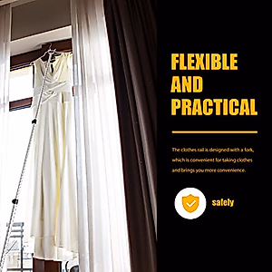 DOITOOL Garment Rod Hanger Retriever Pole- Adjustable High Reach Garment Hook Closet Pole- Extendable Reaching Stick Pole to Easily Reach Clothes and Closet Poles (Silver) Garment Hook Reach Pole