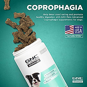 GNC Pets ADVANCED Coprophagia Dog Supplements | 90 Ct Dog Poop Eating Deterrent Soft Chews for Dogs in Chicken Flavor | Dog Supplement With Yucca Schidigera, Digestive Enzymes, and Probiotics