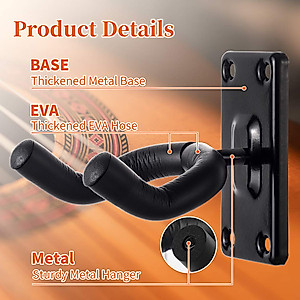 Guitar Hanger 2 Pack Guitar Wall Mount Hangers for Electric Acoustic and Bass Guitars Ukulele