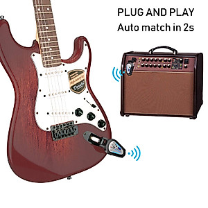 Wireless Guitar System, KIMAFUN 2.4GHz Wireless Rechargeable Digital Guitar Transmitter and Receiver for Electric Guitar, Bass, Violin, Electronic Drums, G207