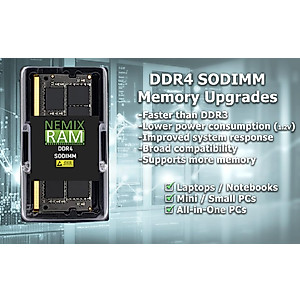 NEMIX RAM 64GB (2X32GB) DDR4 3200MHZ, 2933MHZ or 2666MHZ 260-PIN 1.2V Non-ECC Unbuffered SODIMM Laptop PC Memory KIT
