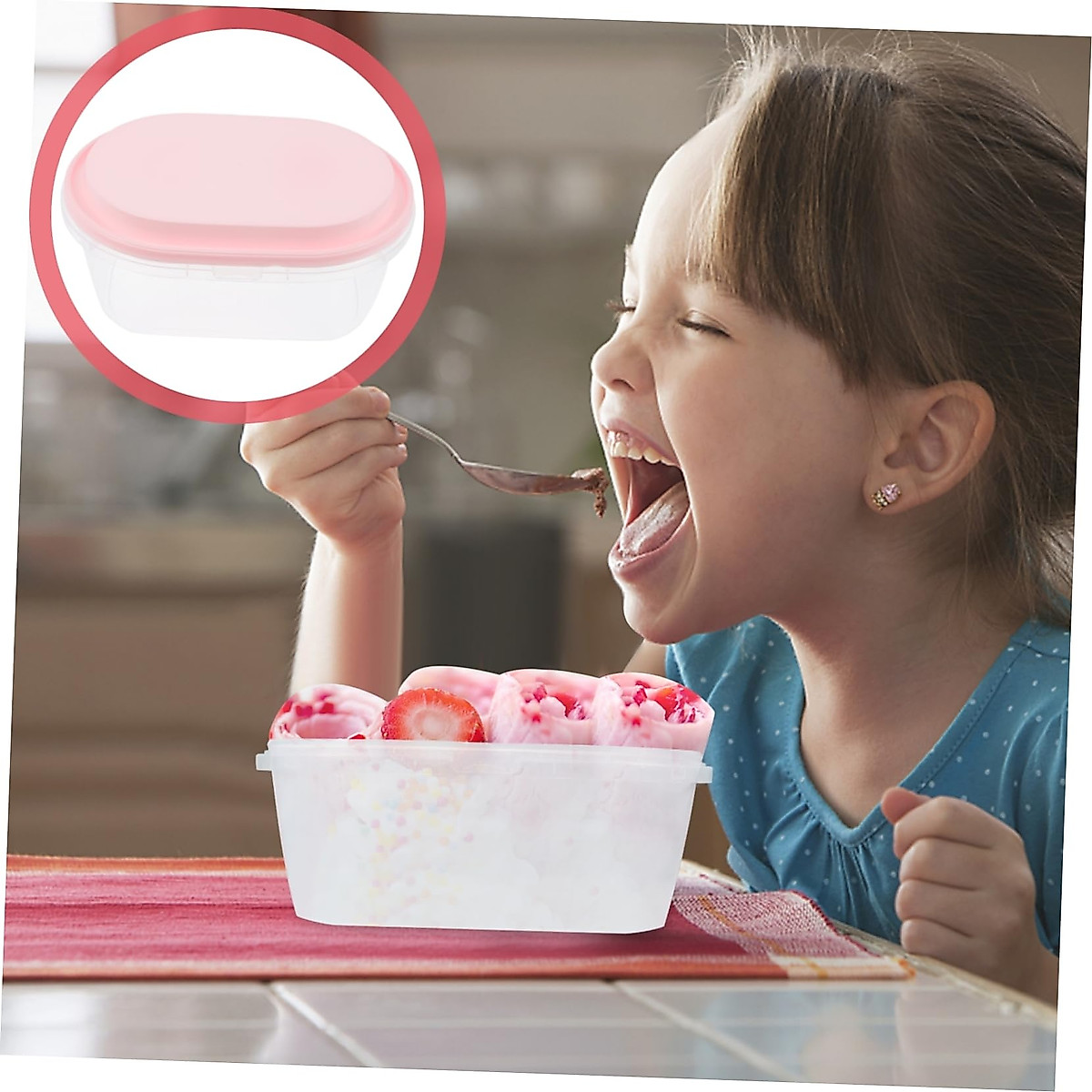 Abaodam 2 Sets 2pcs Ice Cream Box Containers Ice Cream Cups Food Canisters Homemade Ice Cream Container Homemade Ice Cream Tub Freezer Tub with Lid Storage Tubs Plastic Soy Milk Tableware