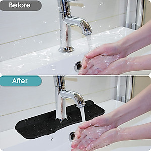 2 Pack Silicone Faucet Handle Drip Catcher Tray, Kitchen Sink Splash Guard Mat, Faucet Water Catcher Mat Sink Draining Pad Drying Mat for Countertop, Bathroom, Farmhouse, RV, Kitchen Sink Accessories