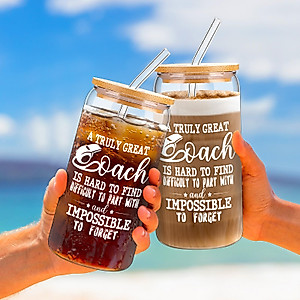 Nuenen 2 Pieces Friends Gifts Coach Gifts Chaos Coordinator Gifts for Women 16 oz Glass Coffee Tumbler Cup for Birthday Gifts Appreciation Thank You Gift Coach Sisters Coworker(Coach)