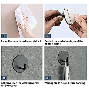 Adhesive Hooks Heavy Duty Waterproof in Shower Hooks for Hanging Loofah, Towels, Clothes, Robes for Bathroom Removable Adhesive Wall Hooks Door Hook Stainless Steel Black Stick on Hooks 4 Pcs