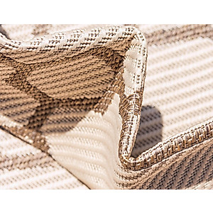 Unique Loom Outdoor Trellis Collection Area Rug - Geometric (6' 1" x 9' Rectangle, Beige/ Brown)