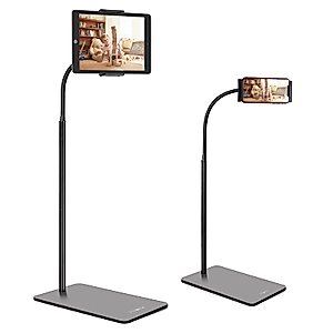 PHOPIK iPad Floor Stand, Height Adjustable, Heavy Duty Aluminum Alloy, Fits Devices 4.3-9.8 Inches, Stable Tablet Holder for Home, Office, Classroom