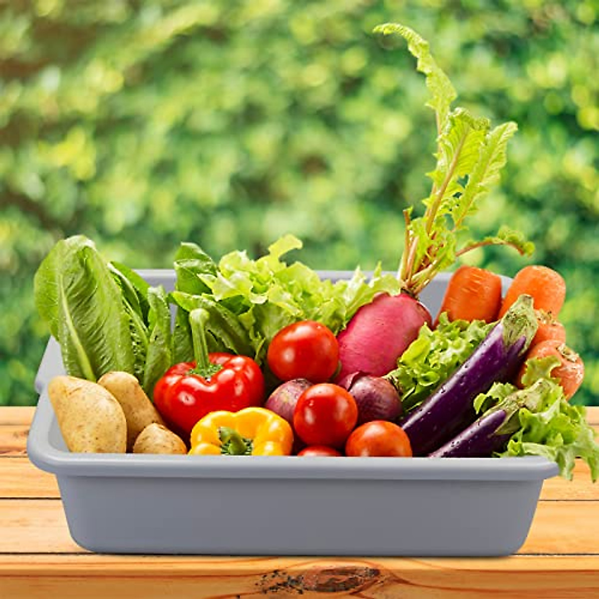 Anbers 4-Pack Commercial Tote Box, Plastic Bus Box, Bus Tubs, 22 L, Gray