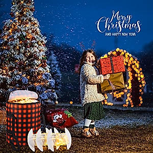 4 Pcs Light Storage Bag Buffalo Plaid Thickened Light Storage Bag with 3 Pcs Cardboard Wraps, Large Light Bulb Storage Bag with Zippered Closure for Holiday Festival (Red Buffalo Plaid)