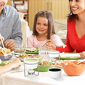 60 Pcs Ceramic Butter Warmers Set, Include 12 Pcs Butter Warmers for Seafood Butter Melter with Stands, 48 Pcs Tea Light Candles Food Warmer Candle for Fondue Chocolate Dishwasher Microwave Oven Safe