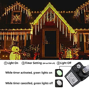 BrizLabs Christmas Meteor Shower Falling Rain Lights, 12 inch 10 Tubes 240 LED Icicle Cascading Christmas Lights Outdoor, Waterproof Plugin Warm White Xmas Tree Lights for Garden Christmas Party