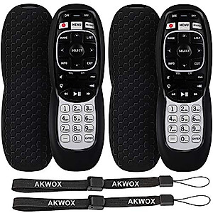 2-Pack AKWOX Silicone Protecitve Case for DirecTV RC73 Remote Control, Anti-Slip with Lanyard Shockproof Case Cover Compatible with DirecTV RC70,RC70H,RC71,RC71H,RC72,RC73B