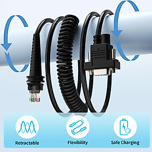16ft Barcode Scanner Cable RJ45 RS232 to RJ45 Cable for Honeywell 1900 Cable 1200G 1202G 1250G 1280i 1300G 1400G 1450G 1452G 1470G 1900GHD 1900GSR 1902GHD 1902GSR 1950GHD 1980i 1472G Power Cord (2)
