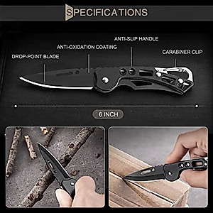 QZL EDC Pocket Knife for Men, Small Folding Keychain Knife with clip, Stainless Steel Knife Box Cutter for Women, Pocket Knives for Outdoor Camping Hiking, Mens Gift