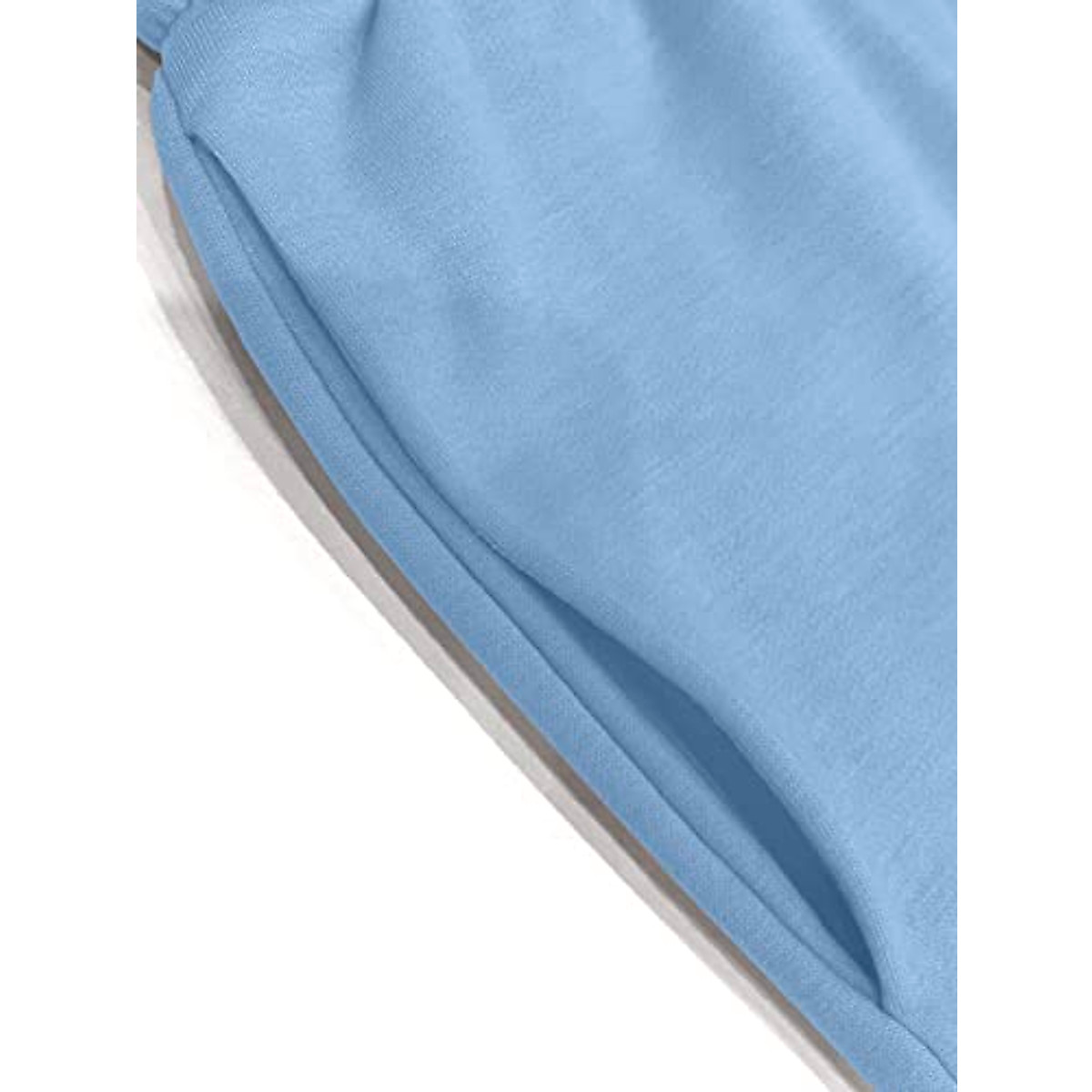 sexycherry Two Piece Sets for Women Sexy Light Blue One Off Shoulder Long Tie Knot Sleeve Wide Leg Long Sweatpants Sweatsuits with Pockets (X-Large)