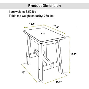 Dolonm Acacia Wood Stool Rectangle Small End Table, for Living Room Sofa Stool, Bedroom Makeup Stool, Bathroom Stool Wood 17.7" D x 11.4" W x 17.5" H, Natural