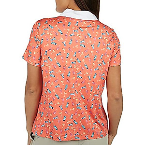 Coral Bay Golf Petite Cocktails Short Sleeve Polo Top Large Petite Coral Multi
