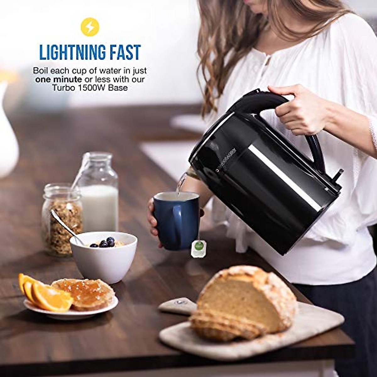 Electric Tea Kettle - 1.8L Hot Water Kettle Electric Water Boiler, Plastic-Free 100% Stainless Steel Chamber With Automatic Shut Off Base, Cordless Tea Kettle Electric Water Kettle - Sweetwater