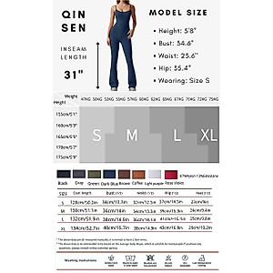 QINSEN Womens Yoga Jumpsuits Workout Sleeveless High Waist Sport One Piece Jumpsuits Navy Blue S